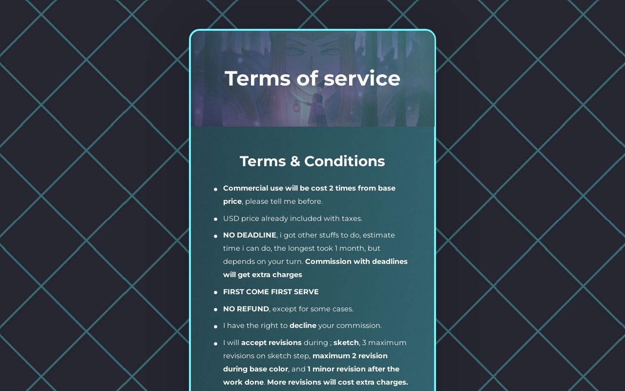 Takoizube commission terms of service